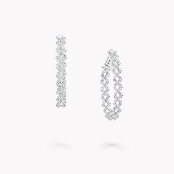 Graff Classic Butterfly Diamond Hoop Earrings - White Gold