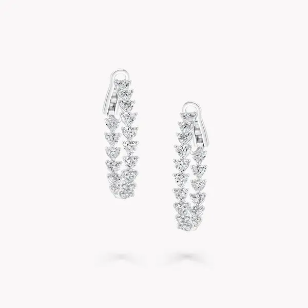 Graff Heart Shape Diamond Hoop Earrings - White Gold