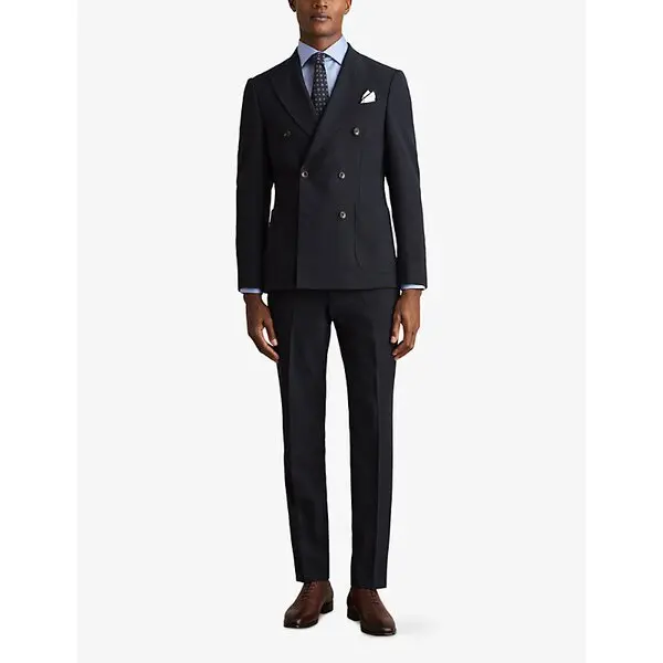 REISS Remote Slim-fit Long-sleeve Cotton Shirt - Mid Blue