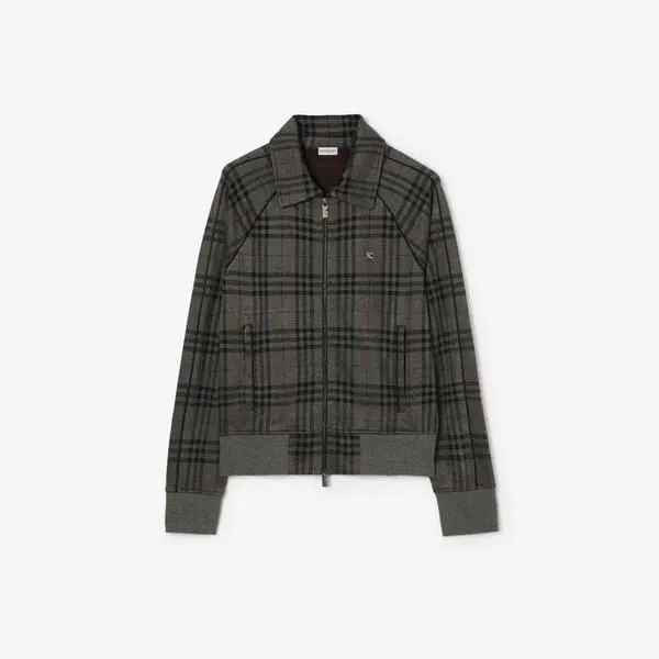 Burberry Check Track Jacket - Ash Grey/black
