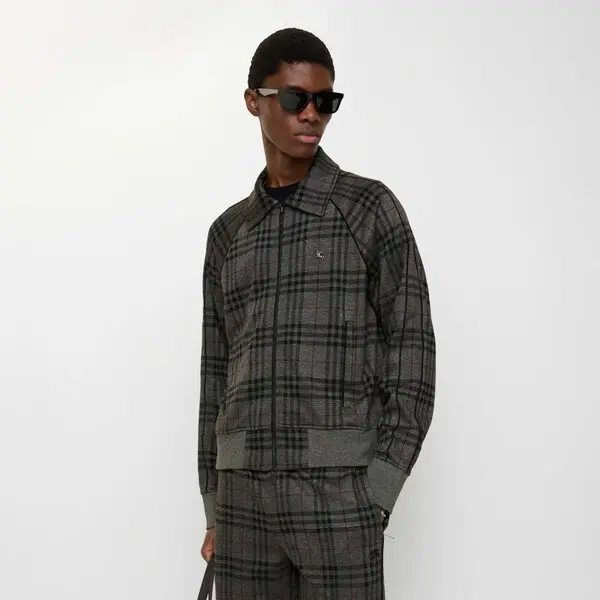Burberry Check Track Jacket - Ash Grey/black