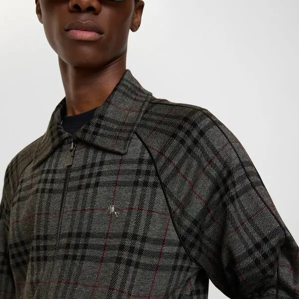 Burberry Check Track Jacket - Ash Grey/black