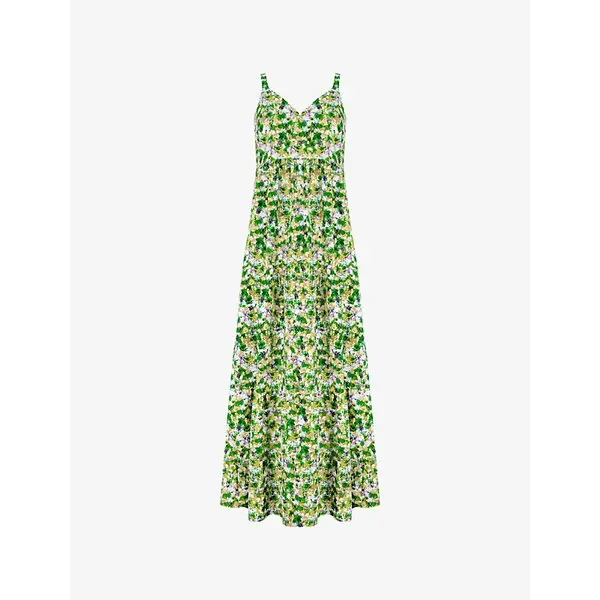 slim fit dress slacks Green Ditsy Floral Puff Sleeve Empire Waist Maxi Dress Small main image 1