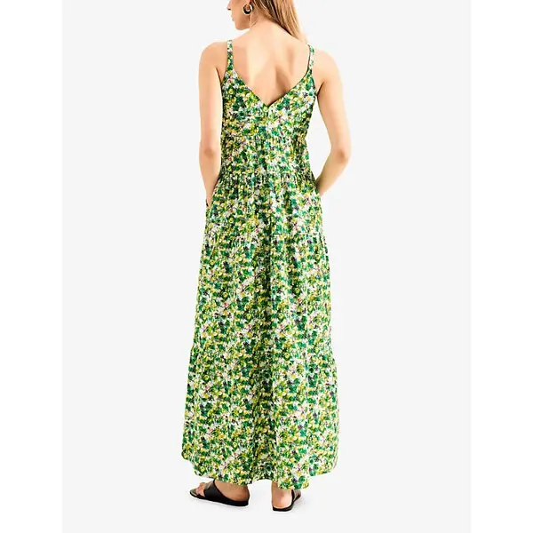 Ro&Zo Ditsy-Print V-Neck Tiered Maxi Dress In Green - 69% Off | Editorialist