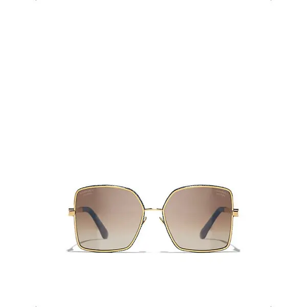 Chanel Ch4288q Square-frame Metal Sunglasses - Gold