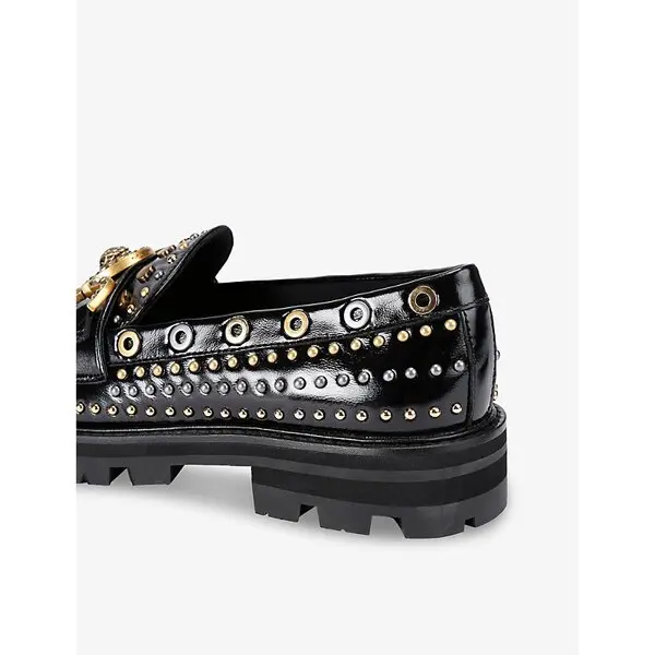 Kurt Geiger Mansion Stud Leather Loafers - Black/comb
