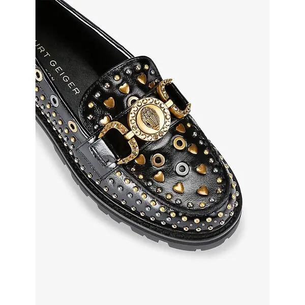 Kurt Geiger Mansion Stud Leather Loafers - Black/comb