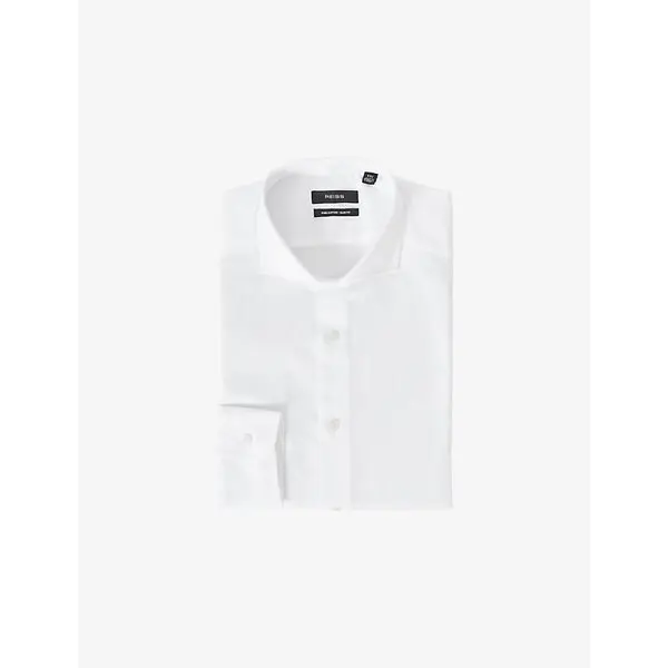 REISS Storm Reg Long-sleev Cotton-twill Shirt - White