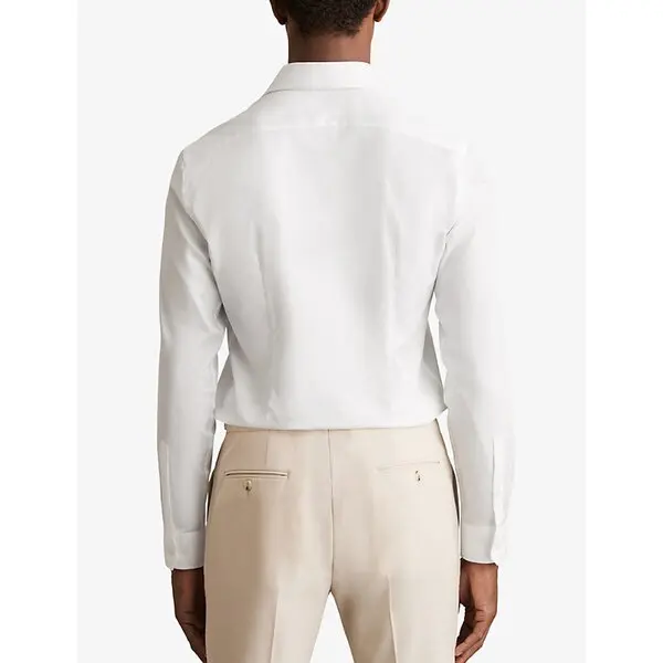 REISS Storm Reg Long-sleev Cotton-twill Shirt - White