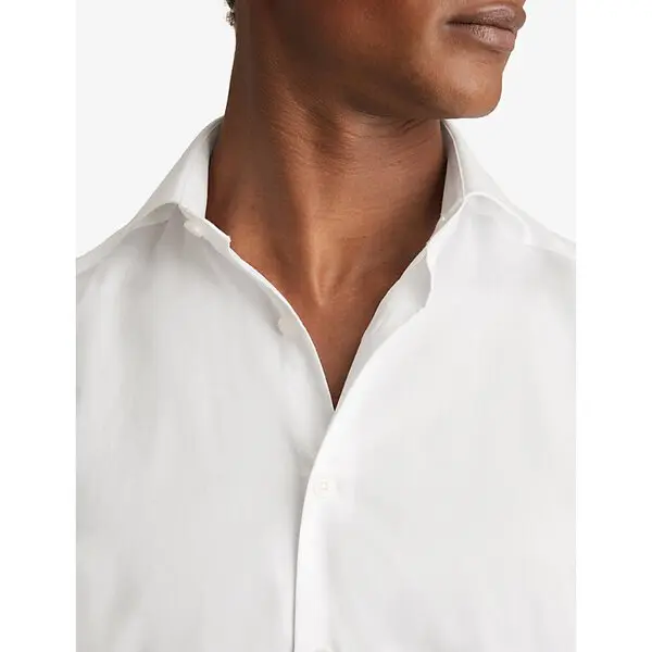 REISS Storm Reg Long-sleev Cotton-twill Shirt - White