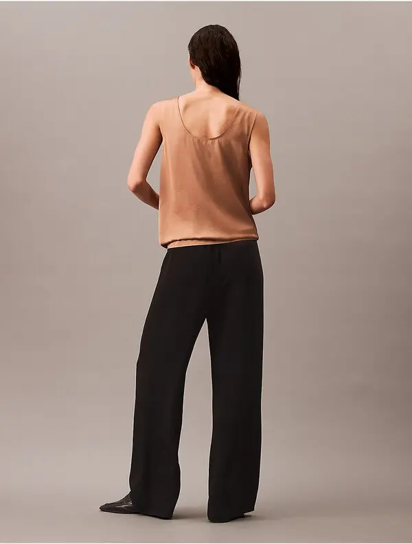 Calvin Klein Crushed Satin Tie Front Tank Top - Tea Time