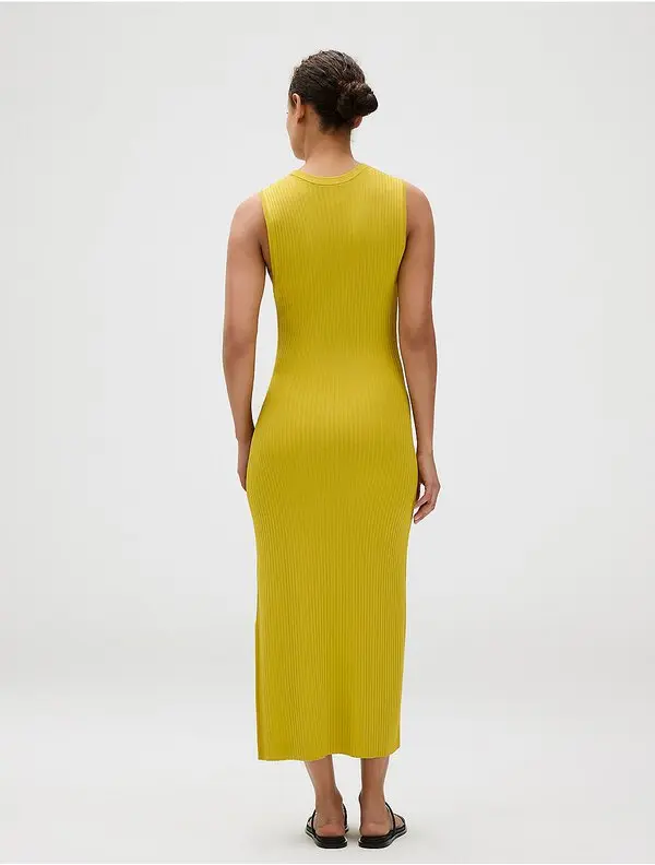 Calvin Klein Viscose Ribbed Maxi Dress In Warm Olive - 30% Off |  Editorialist