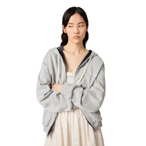 Miu Miu Jersey And Technical Pongé Blouson Jacket