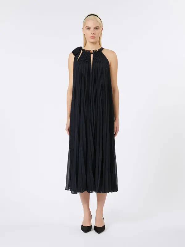 Max Mara Pleated Georgette Midi Dress