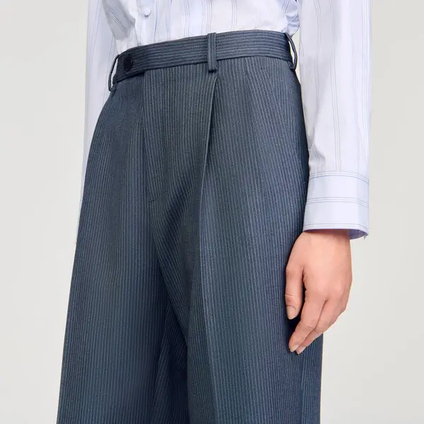 Sandro Striped Wide-leg Trousers