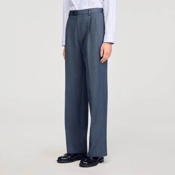 Sandro Striped Wide-leg Trousers