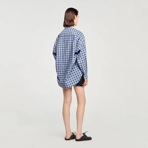 Sandro Rhinestone Embellished Checkered Shirt