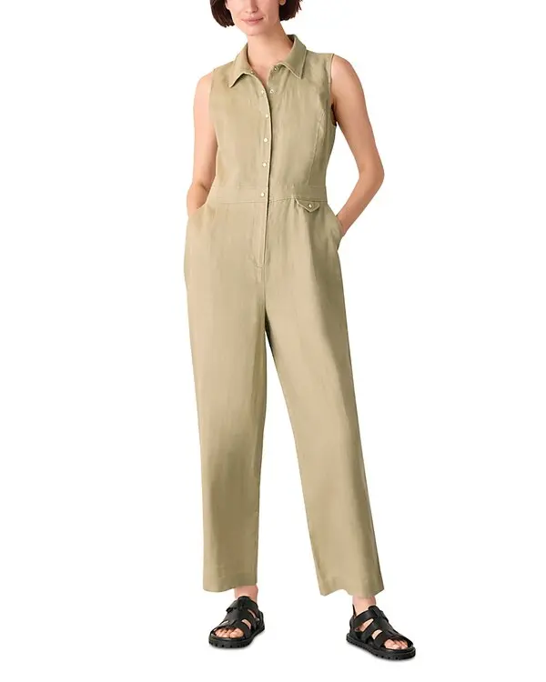 Whistles Ellis Western Linen Jumpsuit - Neutral