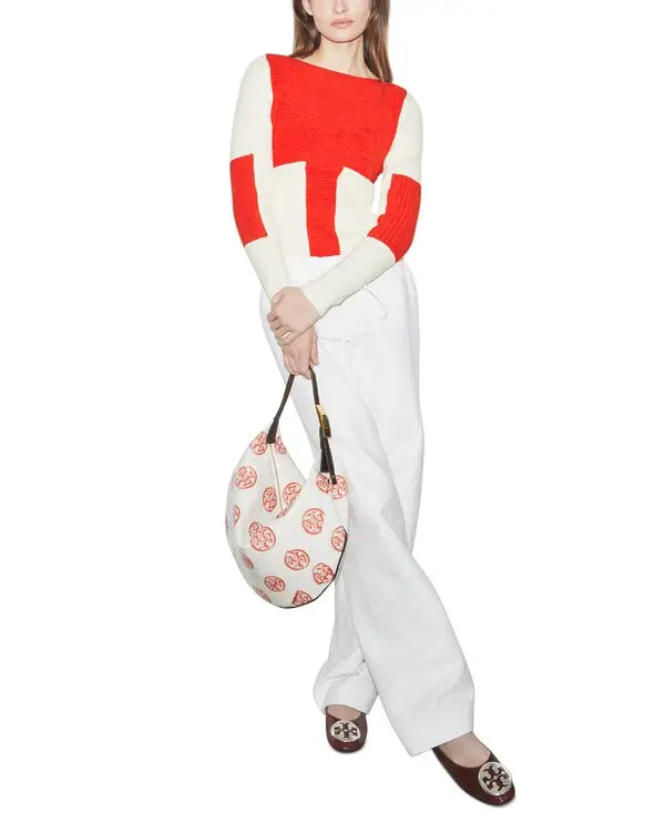 Tory Burch T-monogram Balloon Bag - White/orange