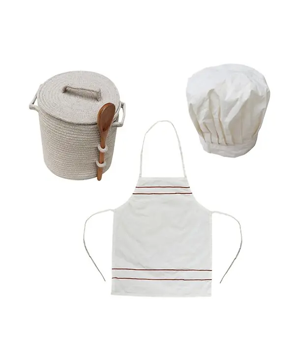 LORENA CANALS Play Little Chef Basket Set - Pearl Grey/natural/terracotta