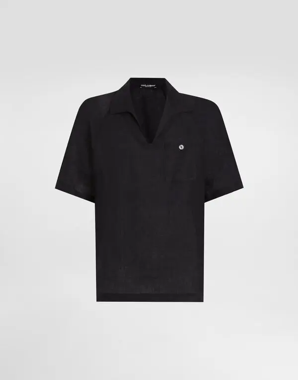 Dolce & Gabbana Short-sleeved Linen T-shirt - Black