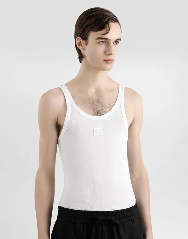 Dolce & Gabbana Cotton Tank Top With Embroidery - White