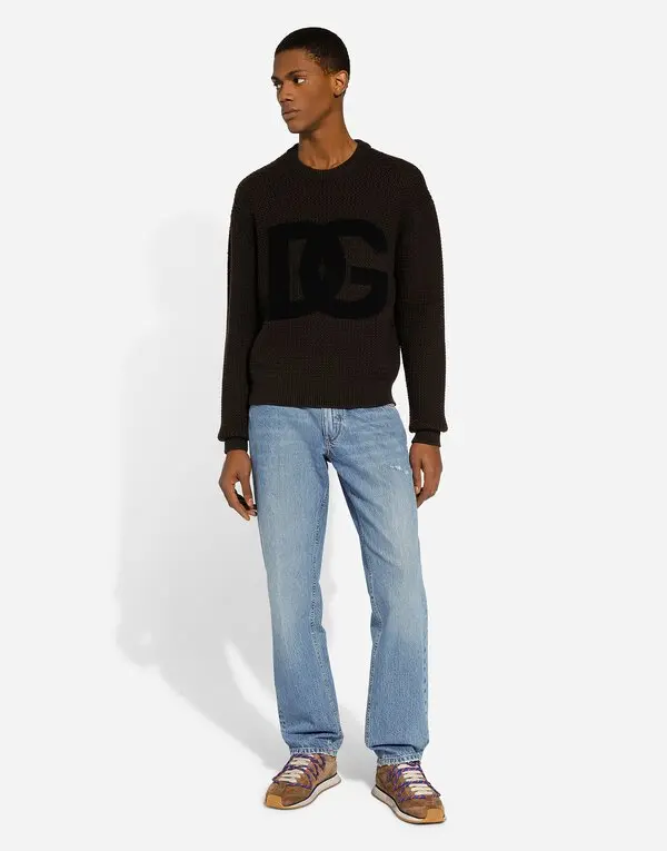 Dolce & Gabbana Five-pocket Jeans With Dg Embroidery - Multicolor