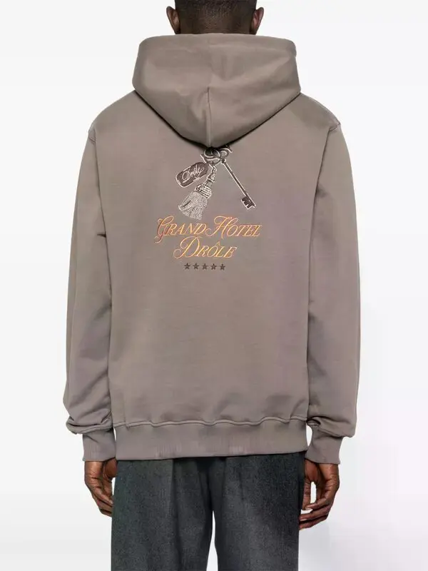 Drole De Monsieur Logo-embroidered Hoodie - Grey