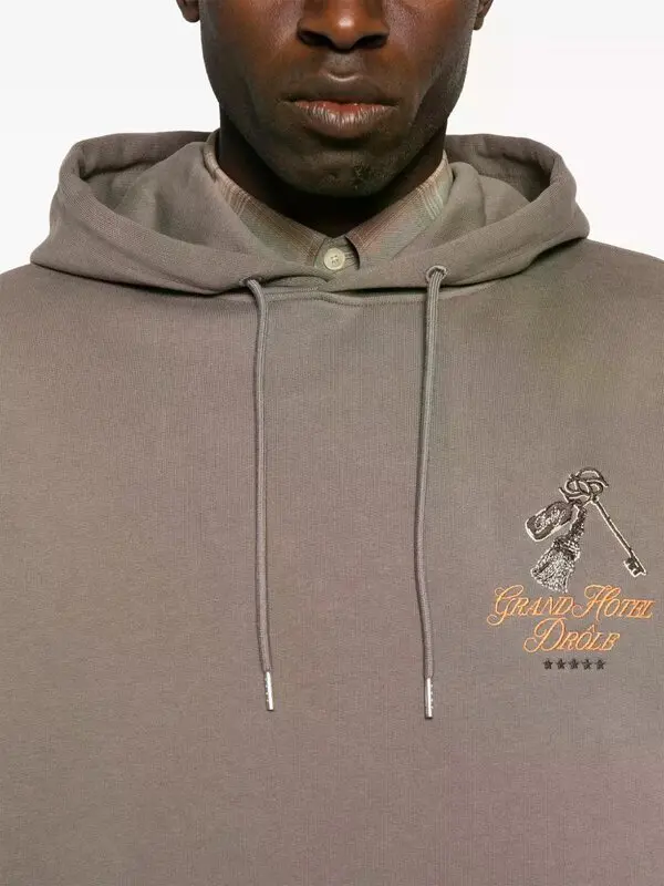 Drole De Monsieur Logo-embroidered Hoodie - Grey