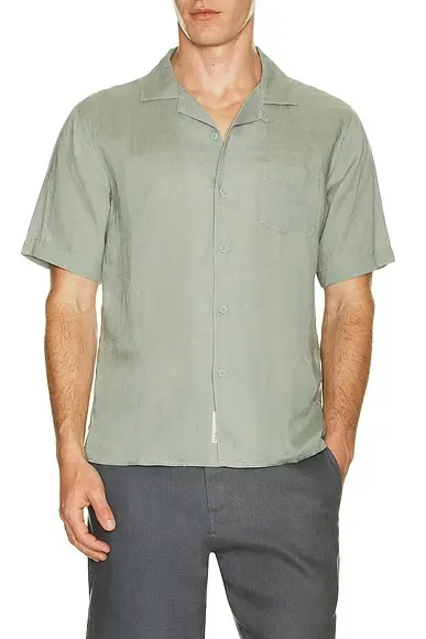 Onia Air Linen Convertible Vacation Shirt - Sage