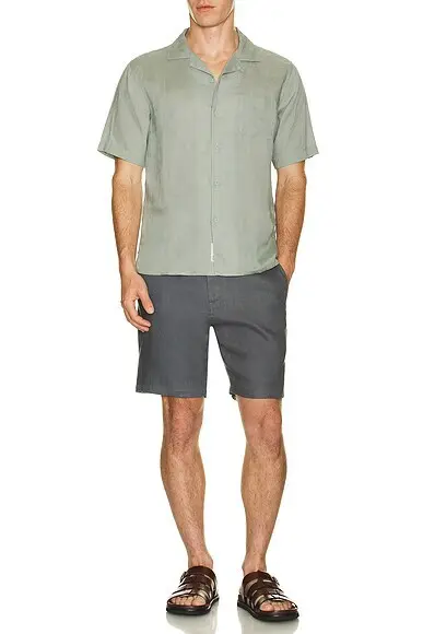 Onia Air Linen Convertible Vacation Shirt - Sage