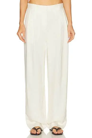 TOTEME Double Pleat Straight Trousers - Ecru