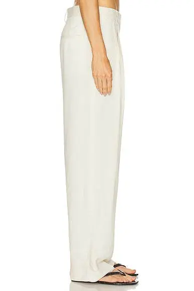 TOTEME Double Pleat Straight Trousers - Ecru
