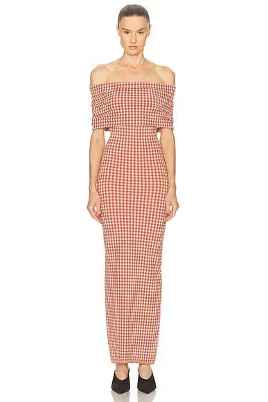 Alaïa Off-the-shoulder Midi Dress