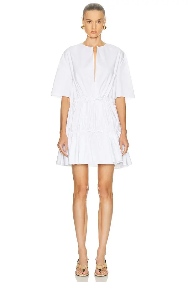 Alaïa Short Sleeve Ruffle Dress - Blanc