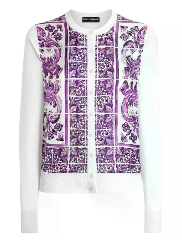 Dolce & Gabbana Printed Silk Jumper - White