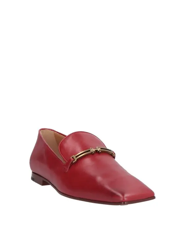TOD'S Embellished Leather Loafers - Red