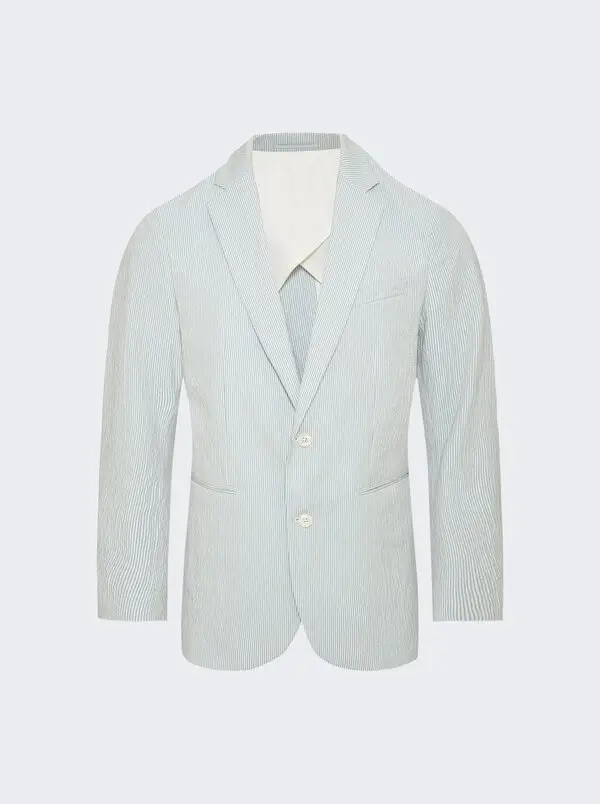 Orlebar Brown Garret Seersucker Blazer Wave And White Sand - Blue