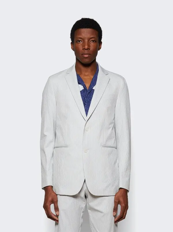 Orlebar Brown Garret Seersucker Blazer Wave And White Sand - Blue