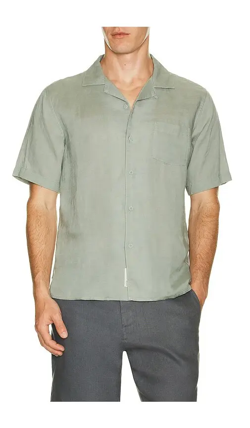 Onia Air Linen Convertible Vacation Shirt In . Also - Green