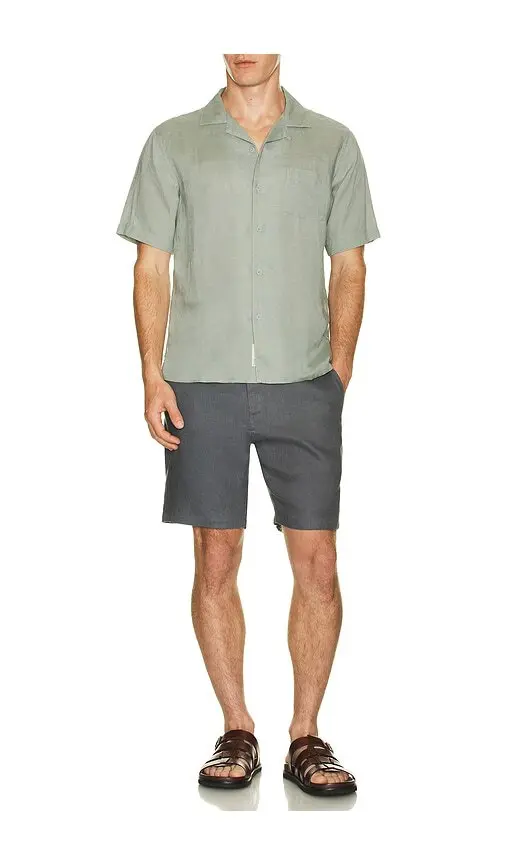 Onia Air Linen Convertible Vacation Shirt In . Also - Green