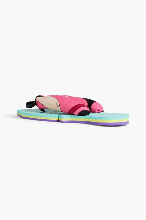 Emilio Pucci Printed Twill Flip Flops - Bubblegum