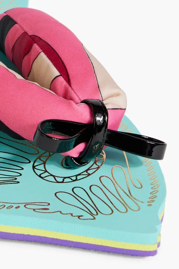 Emilio Pucci Printed Twill Flip Flops - Bubblegum