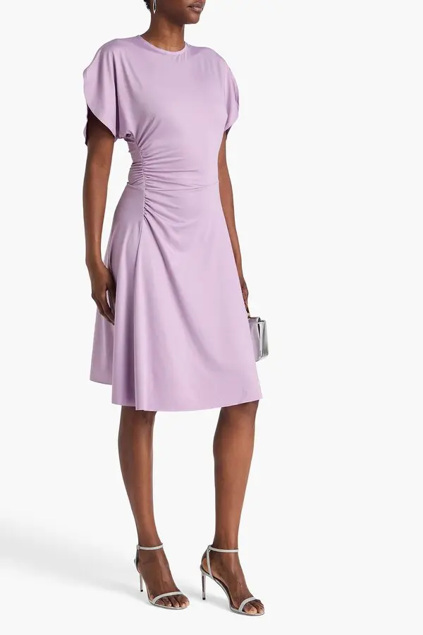 Victoria Beckham Ruched Stretch-Jersey Dress - Lilac - 65% Off |  Editorialist