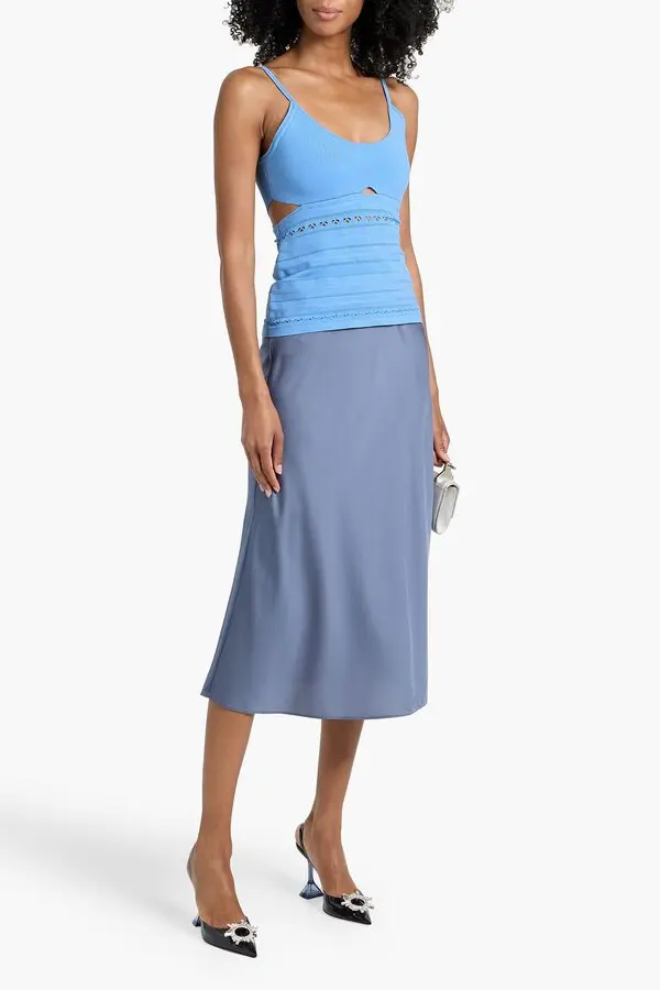 Victoria Beckham Cutout Pointelle-knit Top - Light Blue