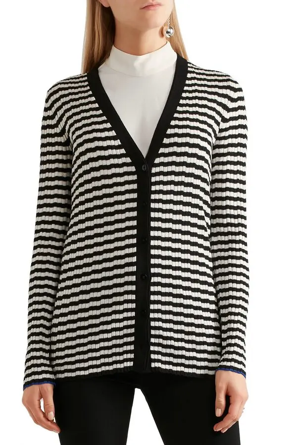 Proenza Schouler Striped Ribbed Silk And Cashmere-blend Cardigan