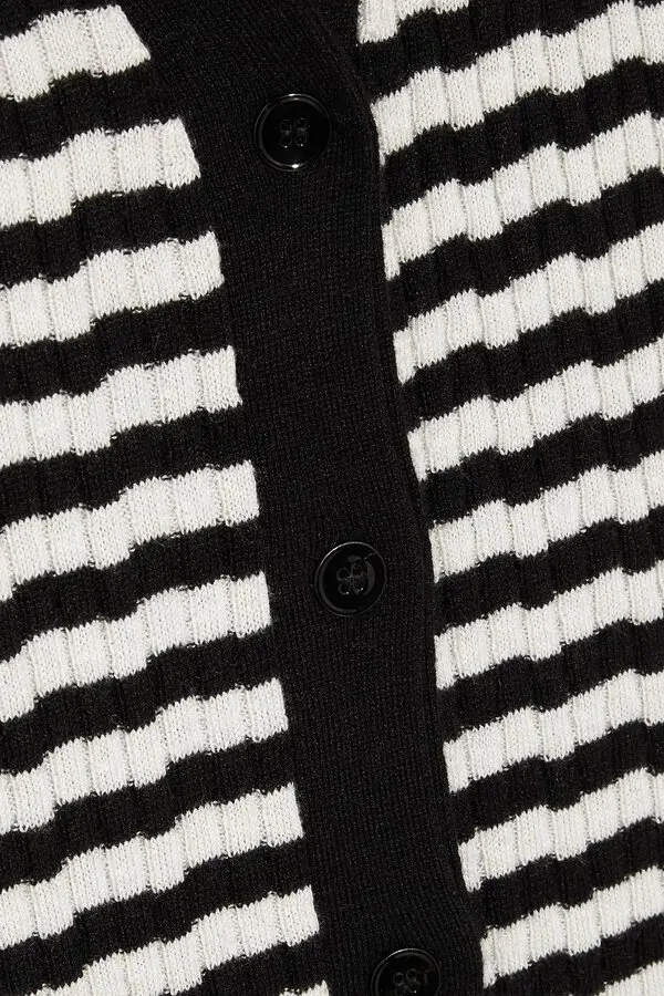 Proenza Schouler Striped Ribbed Silk And Cashmere-blend Cardigan