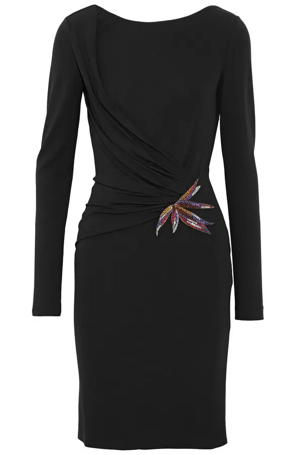 princess polly baby blue dress Emilio Pucci Embellished Ruched Jersey Mini Dress In Black - 85% Off