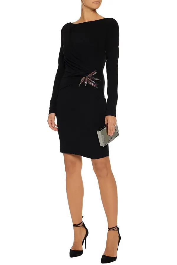 Emilio Pucci Embellished Ruched Jersey Mini Dress