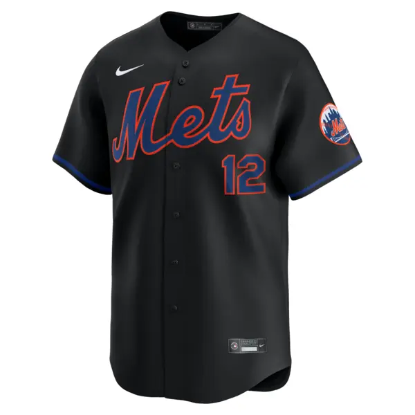 Nike Francisco Lindor New York Mets Dri-fit Adv Mlb Limited Jersey - Black